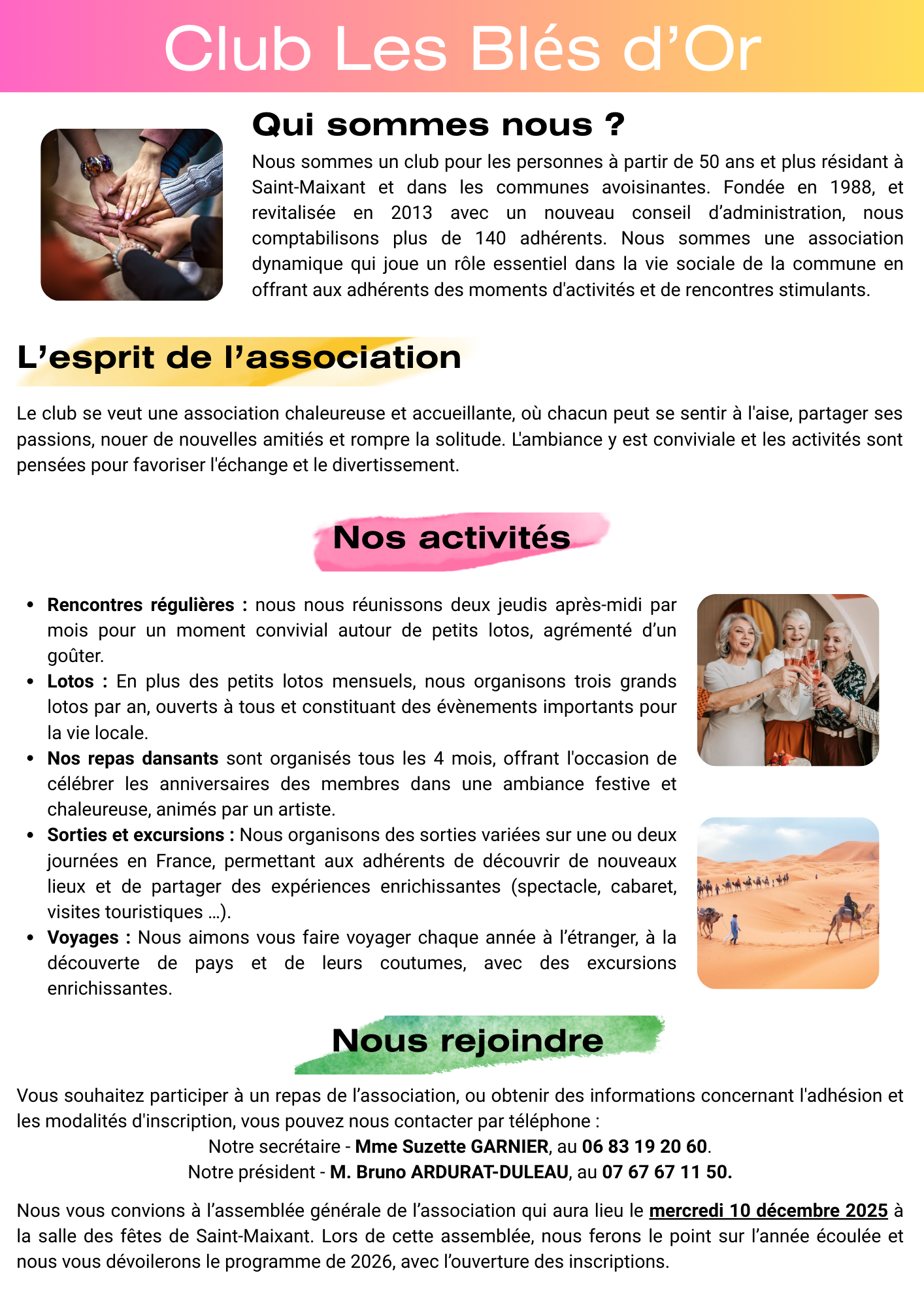 CLUB LES BLÉS D'OR - Commune de Saint-Maixant